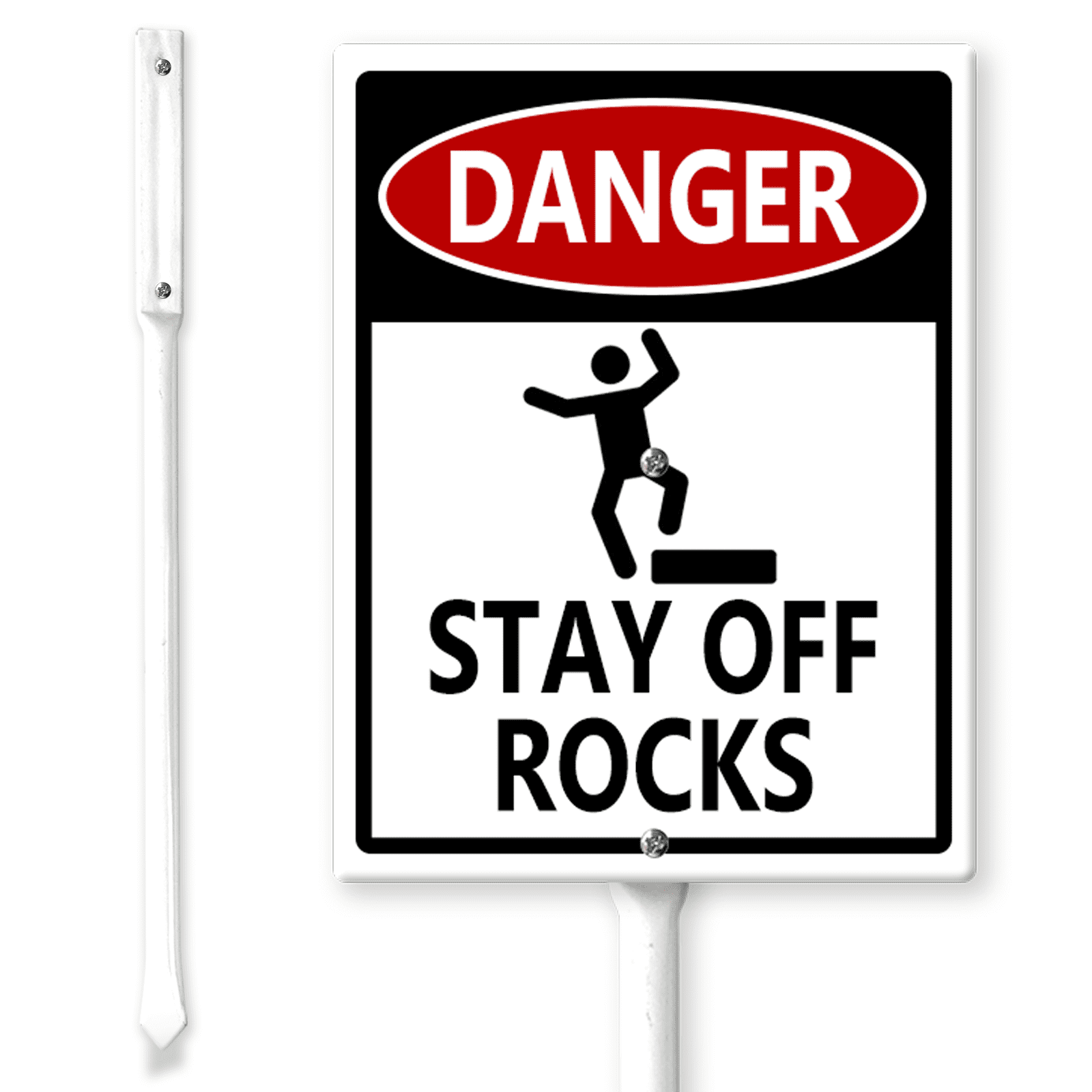 Ymaotrade Danger Stay Off Rocks Yard Sign with Stakes 4.6×6in, Sturdy ...