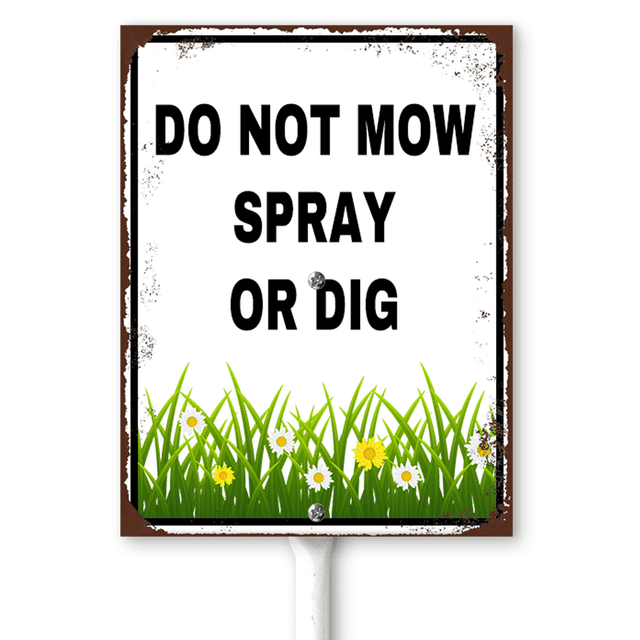 Ymaotrade Do Not Mow Spary Or Dig Yard Sign with Stakes 7×8.8in, Sturdy ...