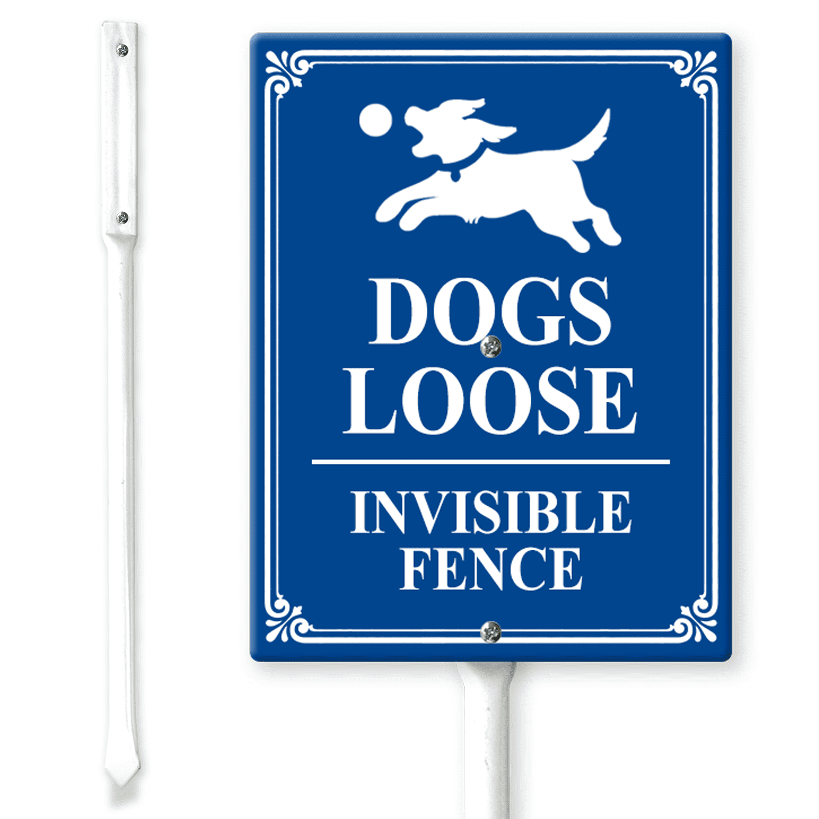 Ymaotrade Dogs Loose Invisible Fence Blue Yard Sign with Stakes 7×8.8in ...