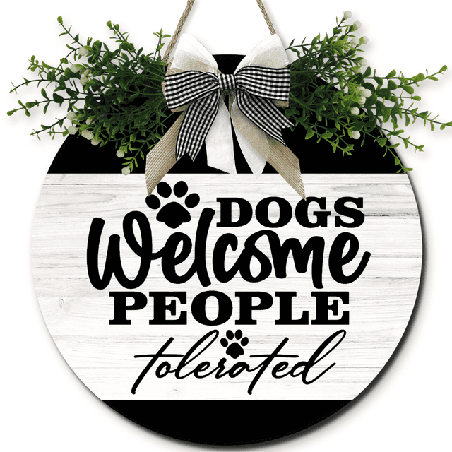 Ymaotrade Dogs Welcome People Tolerated Wooden Hanging Sign, Dog ...