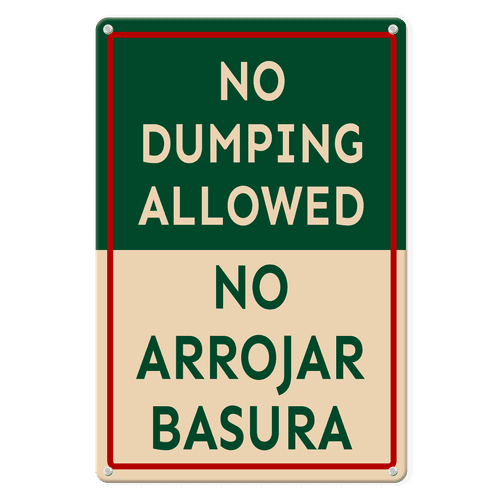 Ymaotrade No Dumping Allowed Bilingual (Green) Aluminium Sign 5×8in ...