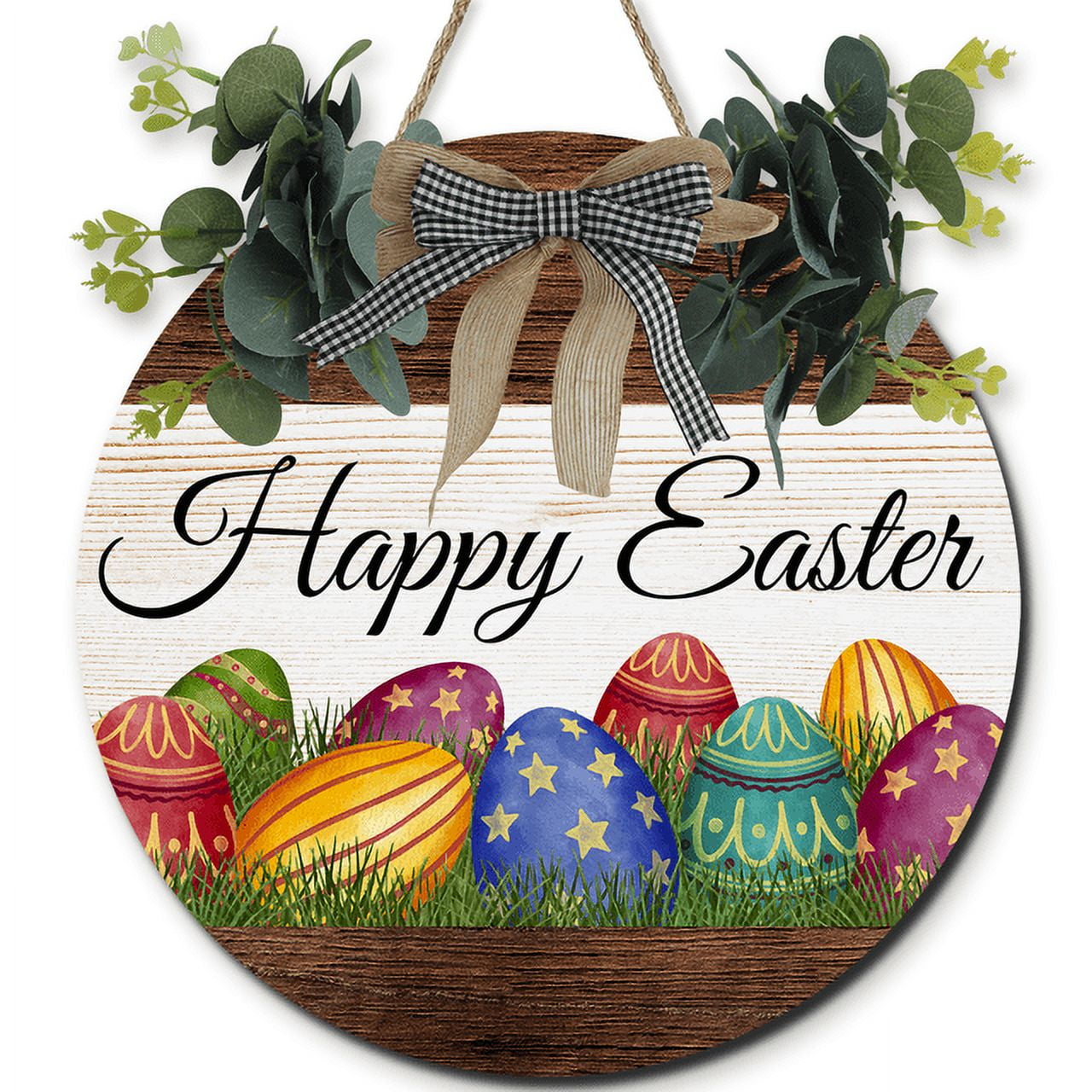Ymaotrade Easter Door Decorations Happy Easter Bunny Door Sign 11in ...