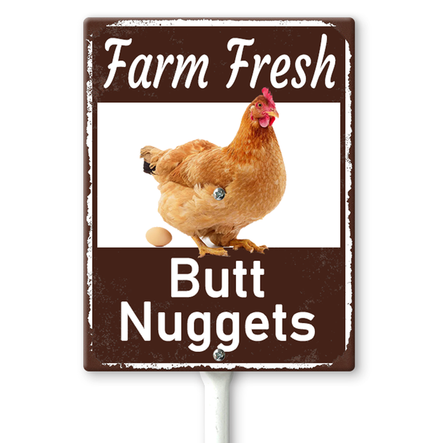 Ymaotrade Farm Fresh Butt Nuggets Yard Sign with Stakes 4.6in×6in ...