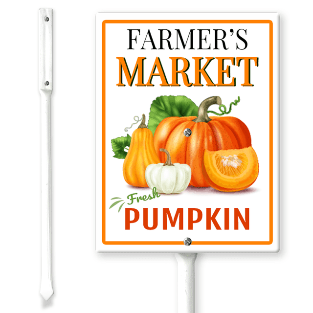 Ymaotrade Farmer's Market Pumpkin Sign Yard Sign with Stakes 8×12in ...