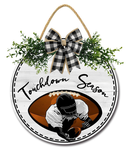 Ymaotrade Football Sign for Front Door, Touchdown Season Wood Football ...