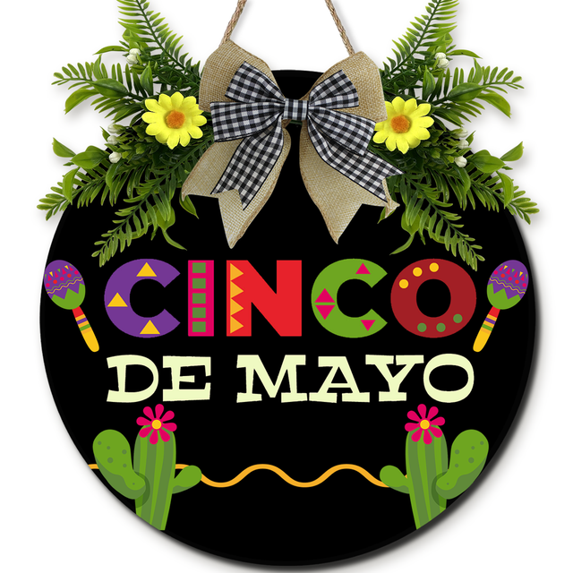 Ymaotrade Front Door Welcome Wreath, Cinco de Mayo Front Door Sign ...