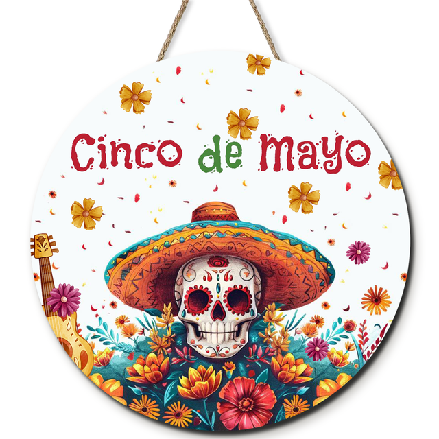 Ymaotrade Front Door Welcome Wreath - Cinco de Mayo Sombrero Guitar ...