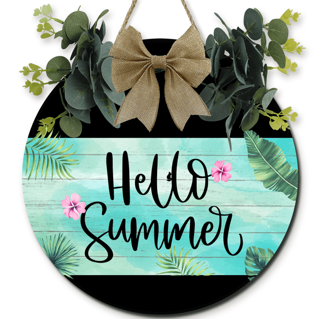 Ymaotrade Front Door Welcome Wreath - Hello Summer Wooden Welcome Sign ...