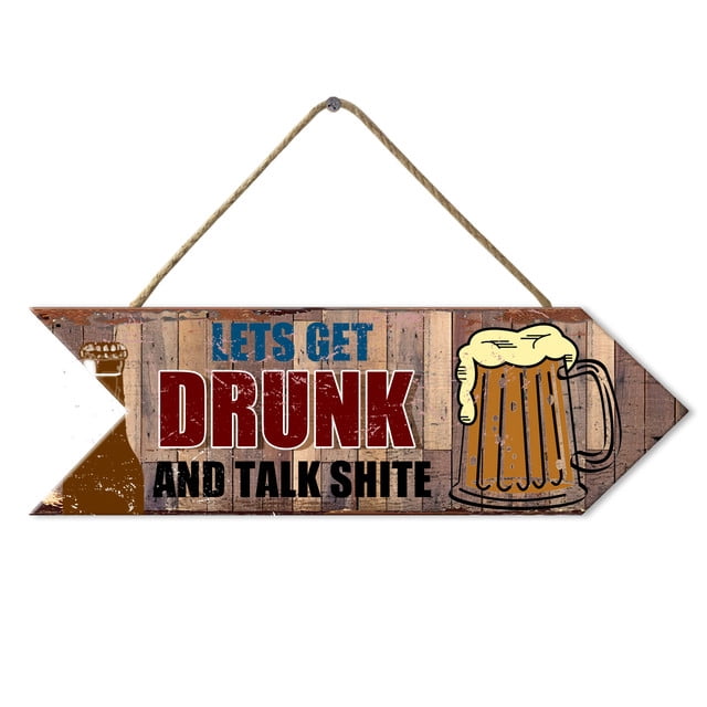 Ymaotrade Funny Alcohol Sign Retro Wood Arrow Sign Man Cave Home Bar ...