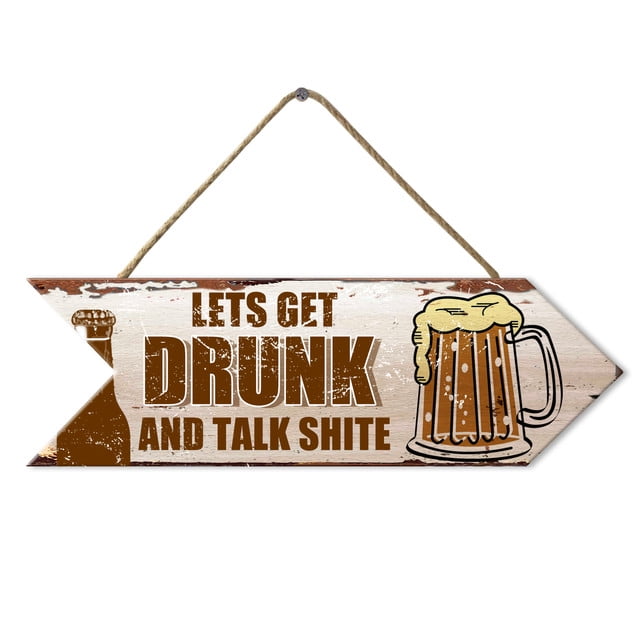 Ymaotrade Funny Alcohol Sign Retro Wood Arrow Sign Man Cave Home Bar ...