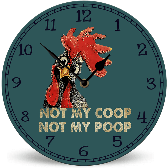 Ymaotrade Funny Chicken Barthroom Wooden Wall Clock 10in Silent Non ...