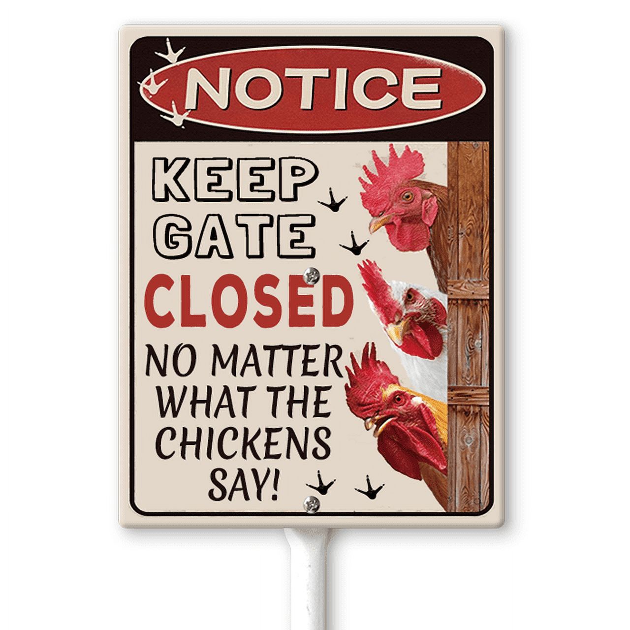 Ymaotrade Funny Chicken Coop Signs, Keep Gate Closed Yard Sign with ...