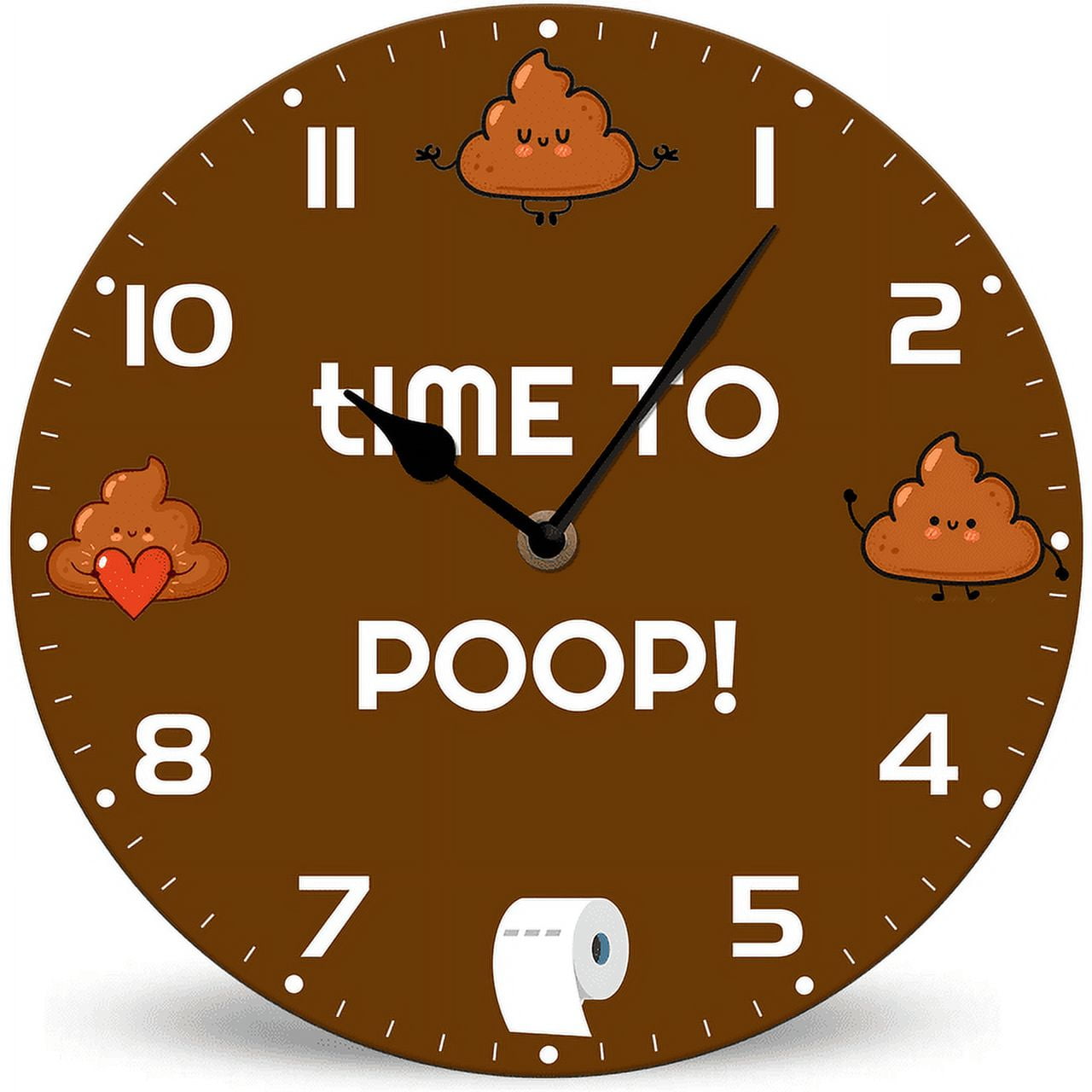 Ymaotrade Funny Poop Barthroom Wood Wall Clock 10in Battery Operated ...