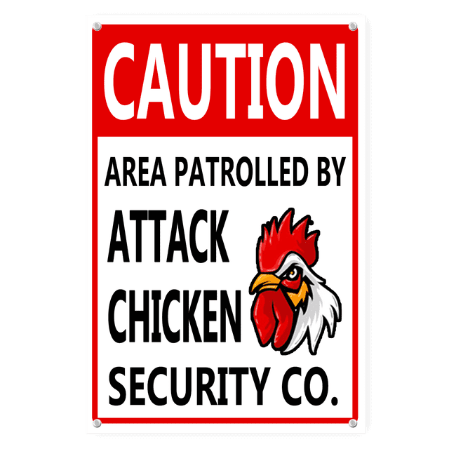 Ymaotrade Funny Signs, Caution Area Patrolled by Attack Chicken ...