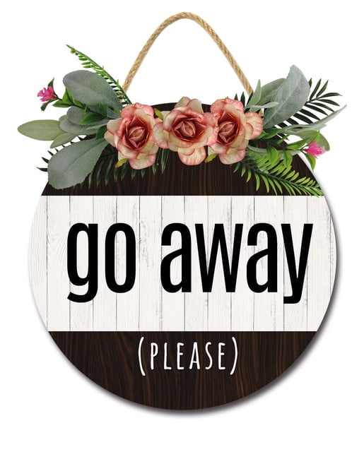 Ymaotrade Go Away Sign Front Door Porch Decorations, Round Rustic Wood ...