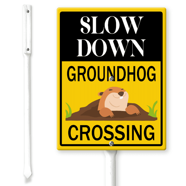 Ymaotrade Groundhog Crossing Yard Sign with Stakes 7×8.8in, Sturdy ...