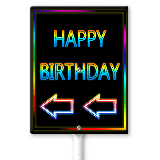 Ymaotrade Happy Birthday Directional Left Arrow Yard Sign with Stakes ...