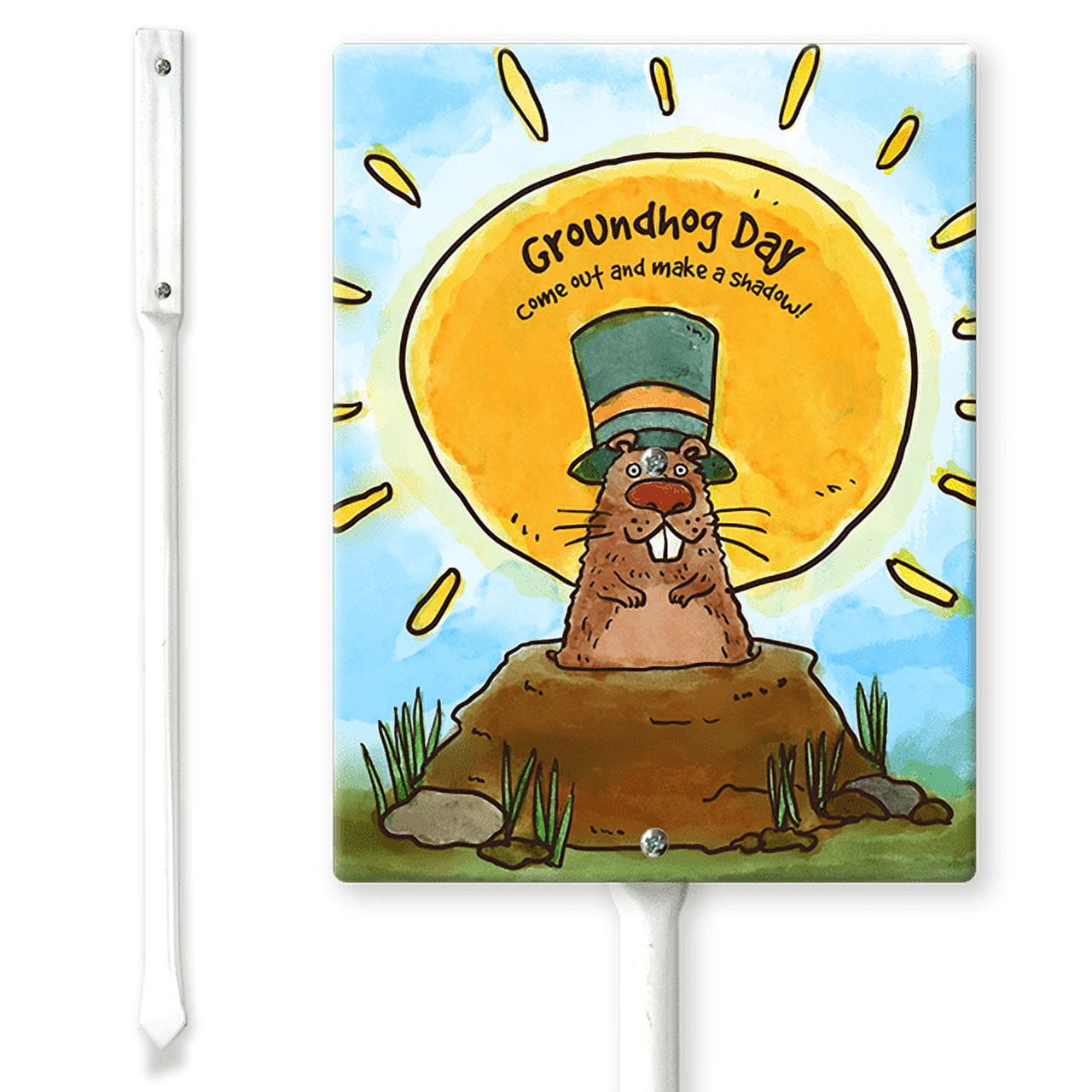 Ymaotrade Happy Groundhog Day Yard Sign with Stakes 7×8.8in, Sturdy ...