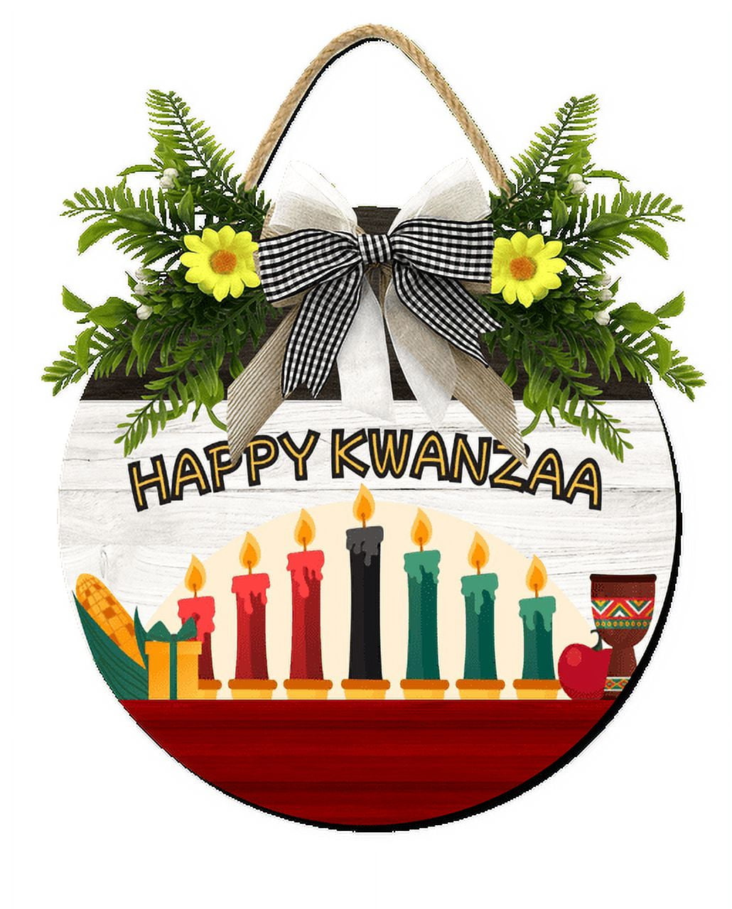 Ymaotrade Happy Kwanzaa Sign Kwanzaa Wood Hanging Door Sign Holiday ...