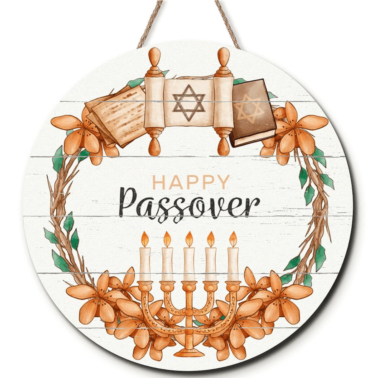 Ymaotrade Happy Passover Sign for Front Door 11" Rustic Wood Passover ...