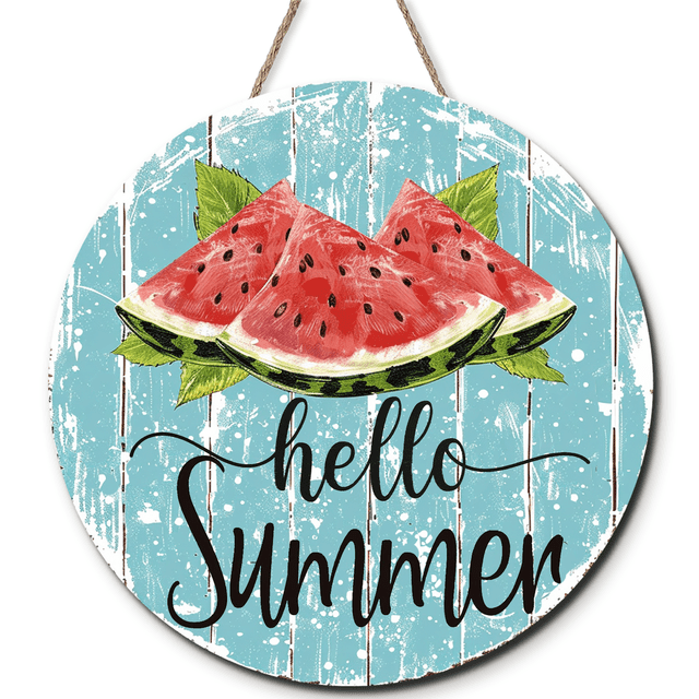 Ymaotrade Hello Summer Blue Sign for Front Door Porch, Watermelon ...
