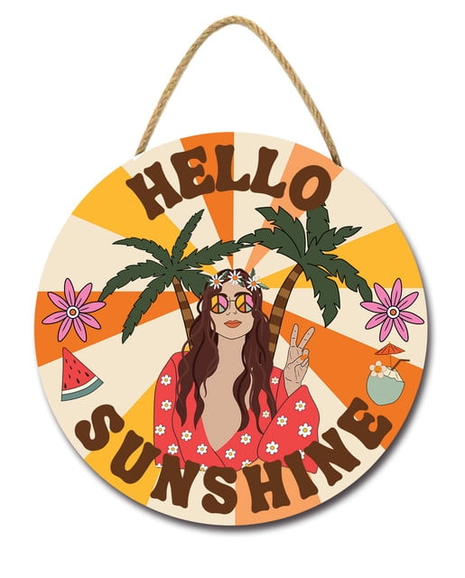 Ymaotrade Hello Summer Door Sign, Sign for Front Door Decor, Rustic ...