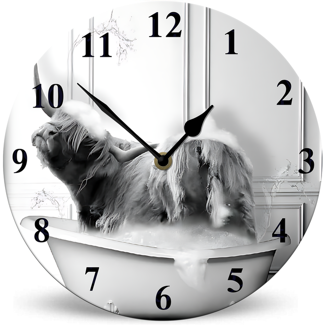 Ymaotrade Highland Cow Bathtub Wood Wall Clock 10in Battery Operated ...