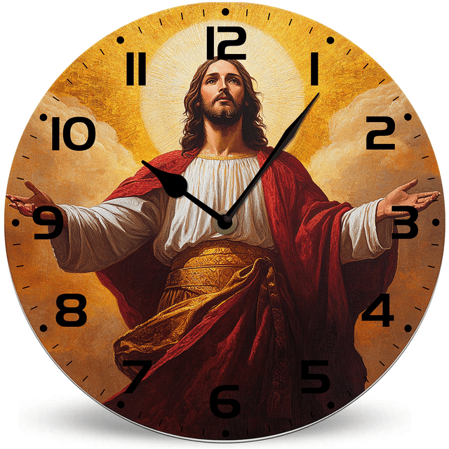 Ymaotrade Holy Jesus Christ Wooden Clock 10in Silent Non-Ticking ...