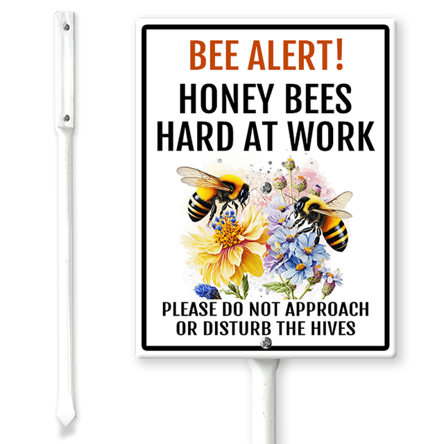 Ymaotrade Honey Bees Hard at Work Yard Sign with Stakes 4.6×6in, Sturdy Aluminum Yard Signs Rust ...