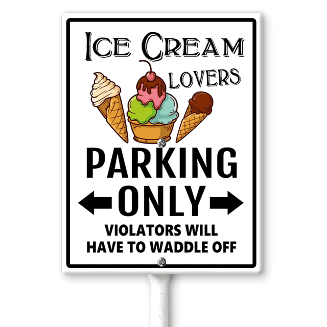 Ymaotrade Ice Cream Lovers Parking Only Yard Sign with Stakes 4.6in×6in ...