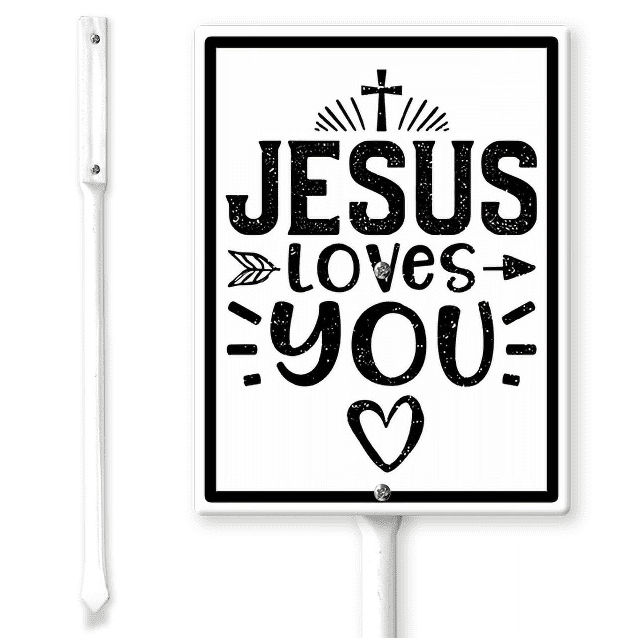 Ymaotrade Jesus Loves You Yard Sign with Stakes 7in×8.8in, Sturdy ...