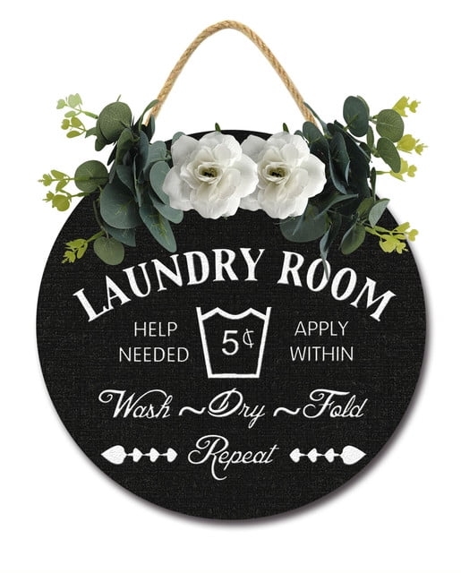 Ymaotrade Laundry Room Sign,Rustic Wooden Round Plaque for Wall Door ...