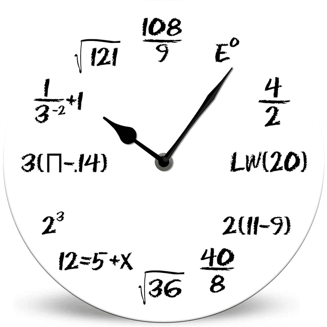 Ymaotrade Math Equations Wood Wall Clock 10in Battery Operated Non-Ticking Wall Clock, Math ...