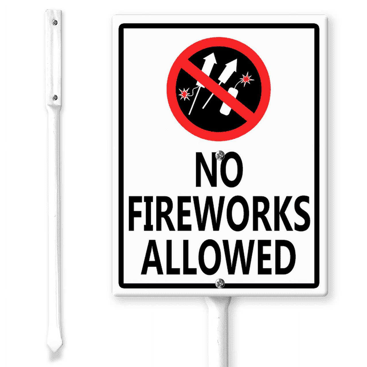 Ymaotrade No Fireworks Allowed Yard Sign with Stakes 8×12in, Sturdy ...