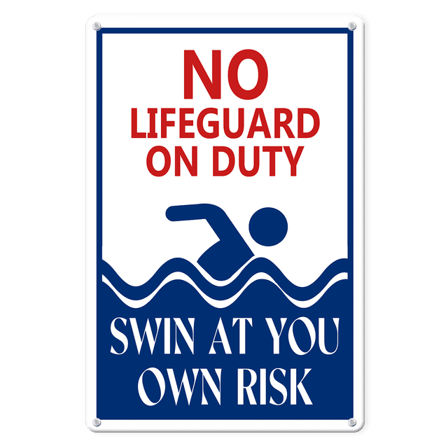 Ymaotrade No Lifeguard On Duty Sign 8in×12in, Blue Pool Sign, Sturdy ...