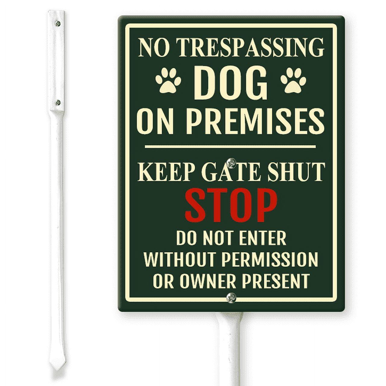 Ymaotrade No Trespassing Dog On Premises Keep Gate Shut Yard Sign with ...