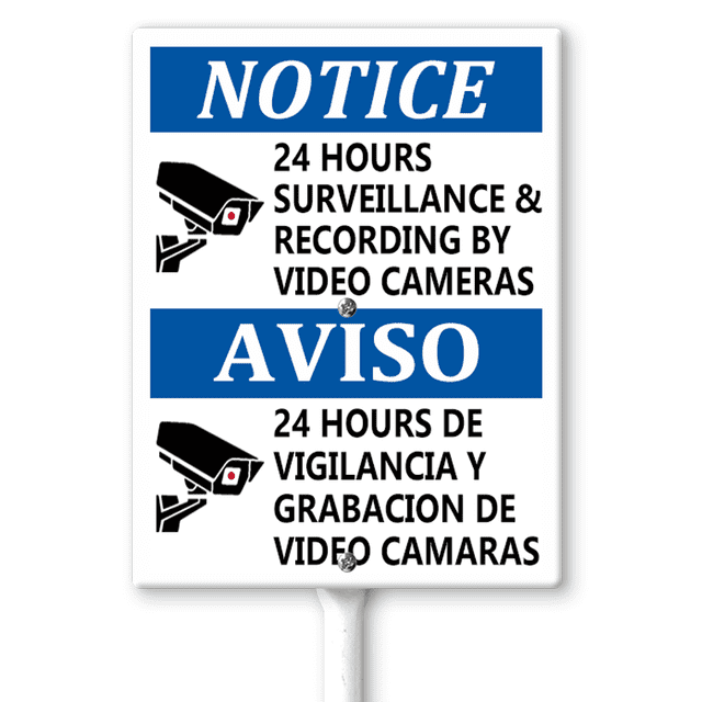 Ymaotrade Notice - 24 Hours Surveillance By Video Cameras Yard Sign ...
