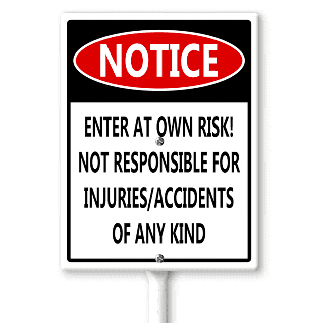 Ymaotrade Notice Enter at Own Risk Yard Sign with Stakes 8in×12in ...