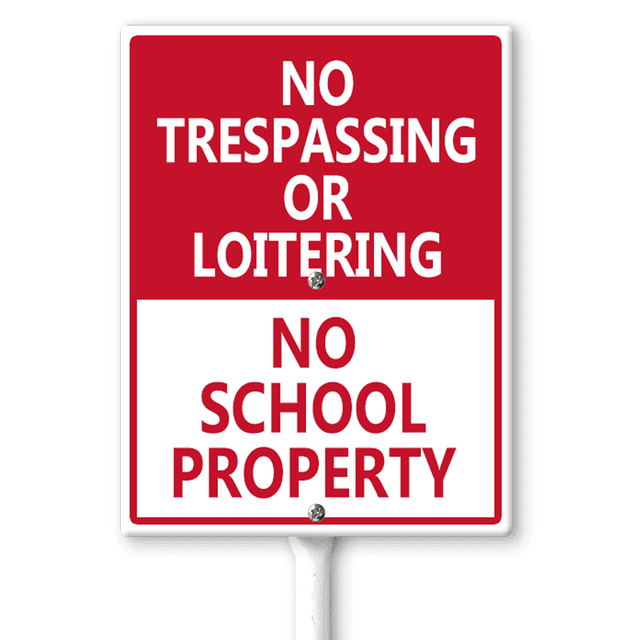 Ymaotrade Notice Sign - No Trespassing Or Loitering On School Property ...