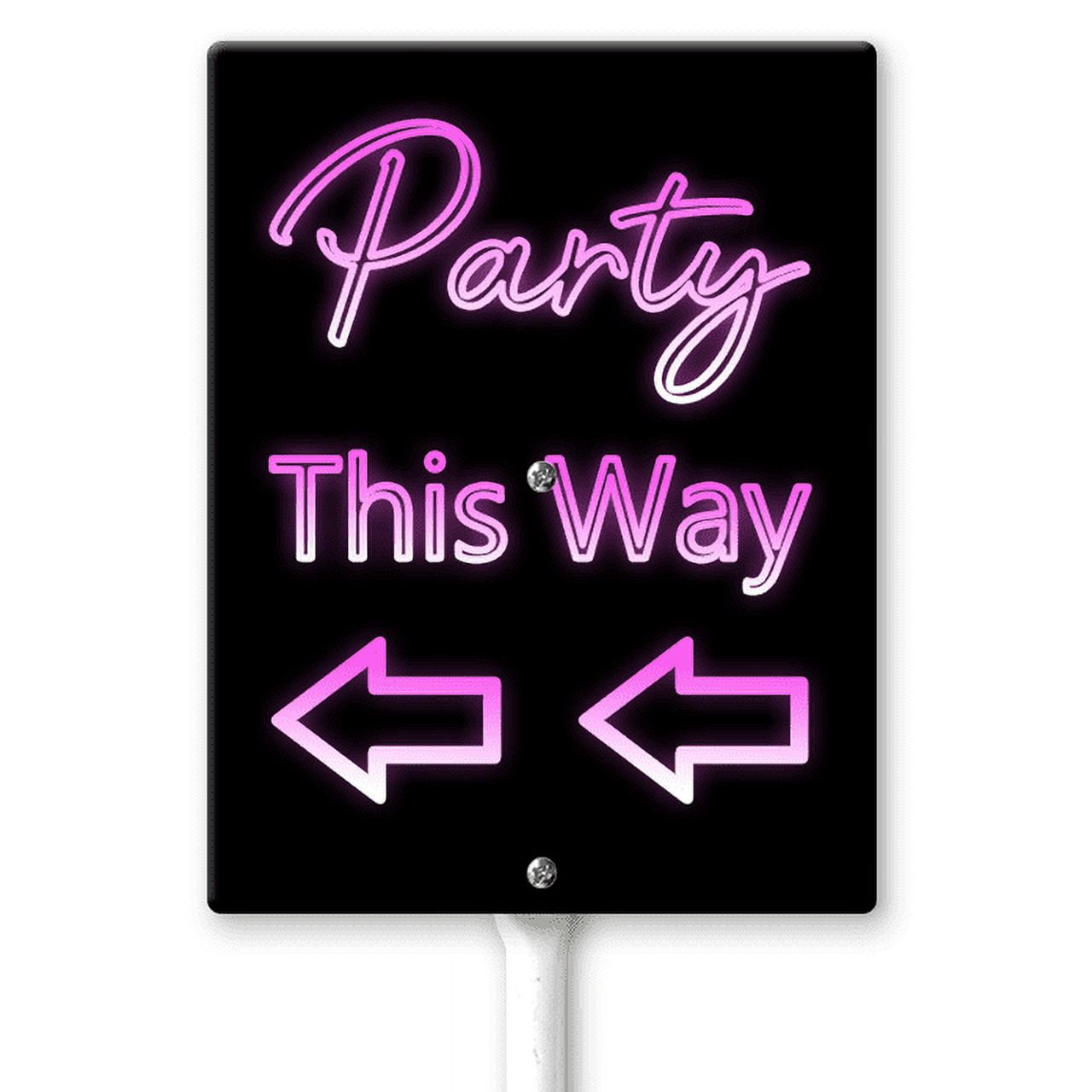 Ymaotrade Pink Party Directional Left Arrow Yard Sign with Stakes 4.6× ...