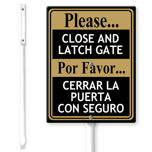 Ymaotrade Please Close and Latch Gate Sign Bilingual English Spanish ...