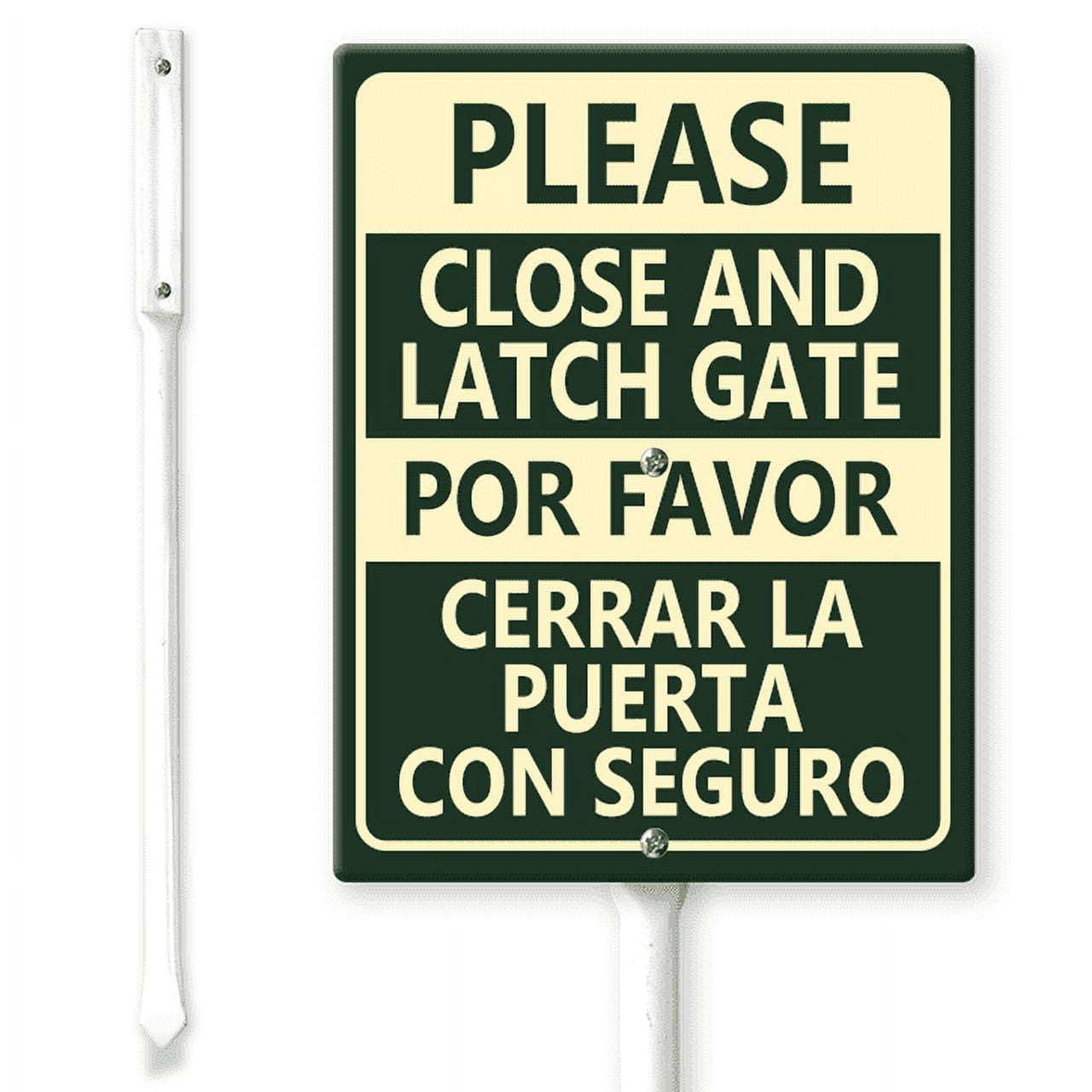 Ymaotrade Please Close and Latch Gate Sign Bilingual English Spanish ...