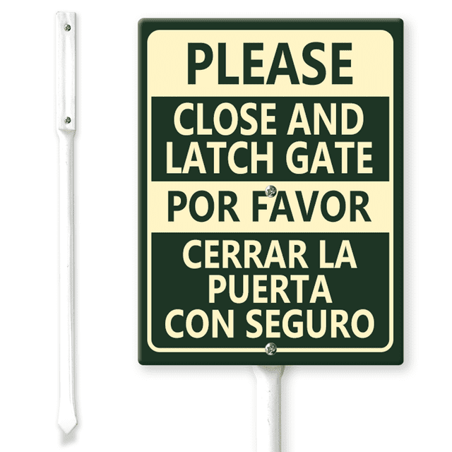 Ymaotrade Please Close and Latch Gate Sign Bilingual English Spanish ...
