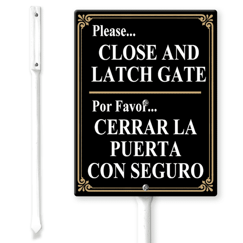 Ymaotrade Please Close And Latch Gate Sign Bilingual Yard Sign with ...