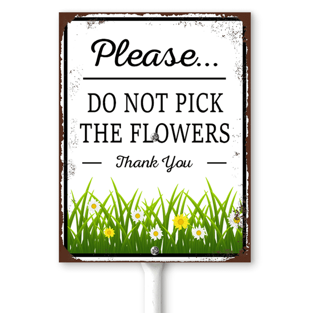 Ymaotrade Please Do Not Pick The Flowers Yard Sign with Stakes 4.6×6in ...