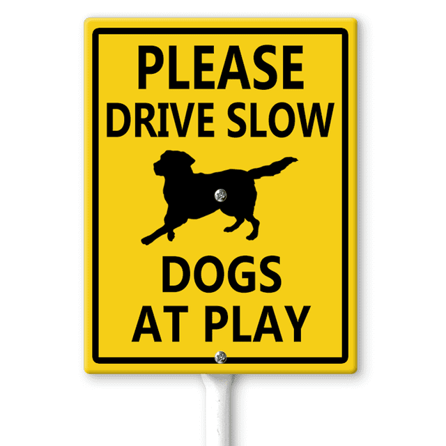 Ymaotrade Please Drive Slow - Dogs At Play Yard Sign with Stakes 8in× ...