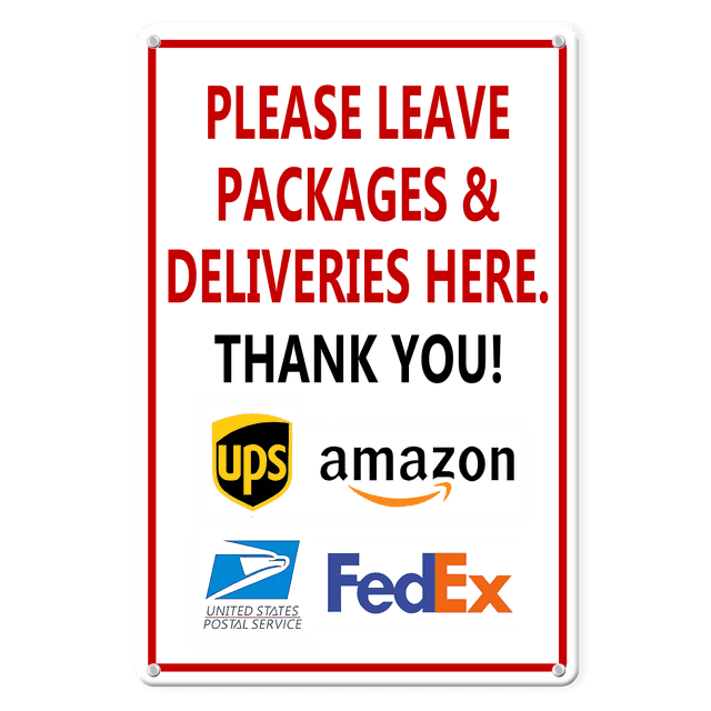 Ymaotrade Please Leave Packages Deliveries Here Aluminium/Metal Sign12× ...