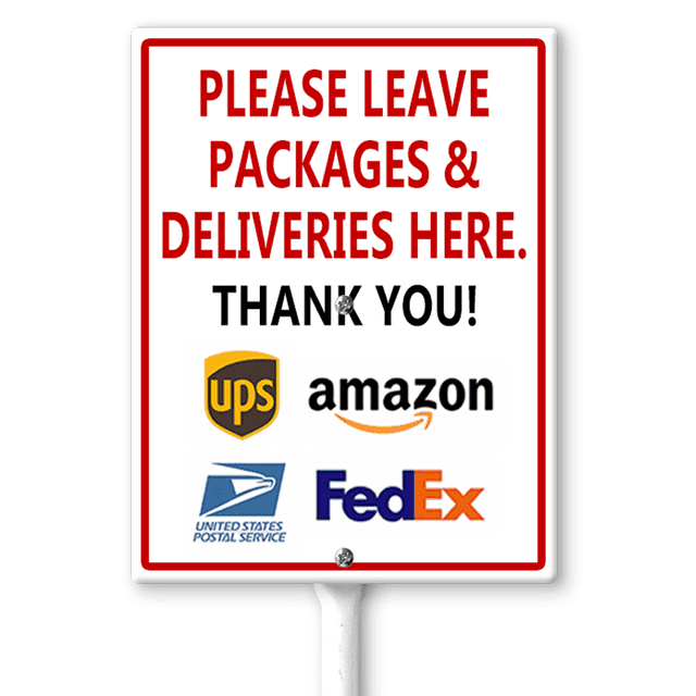Ymaotrade Please Leave Packages Deliveries Here Yard Sign with Stakes 4 ...