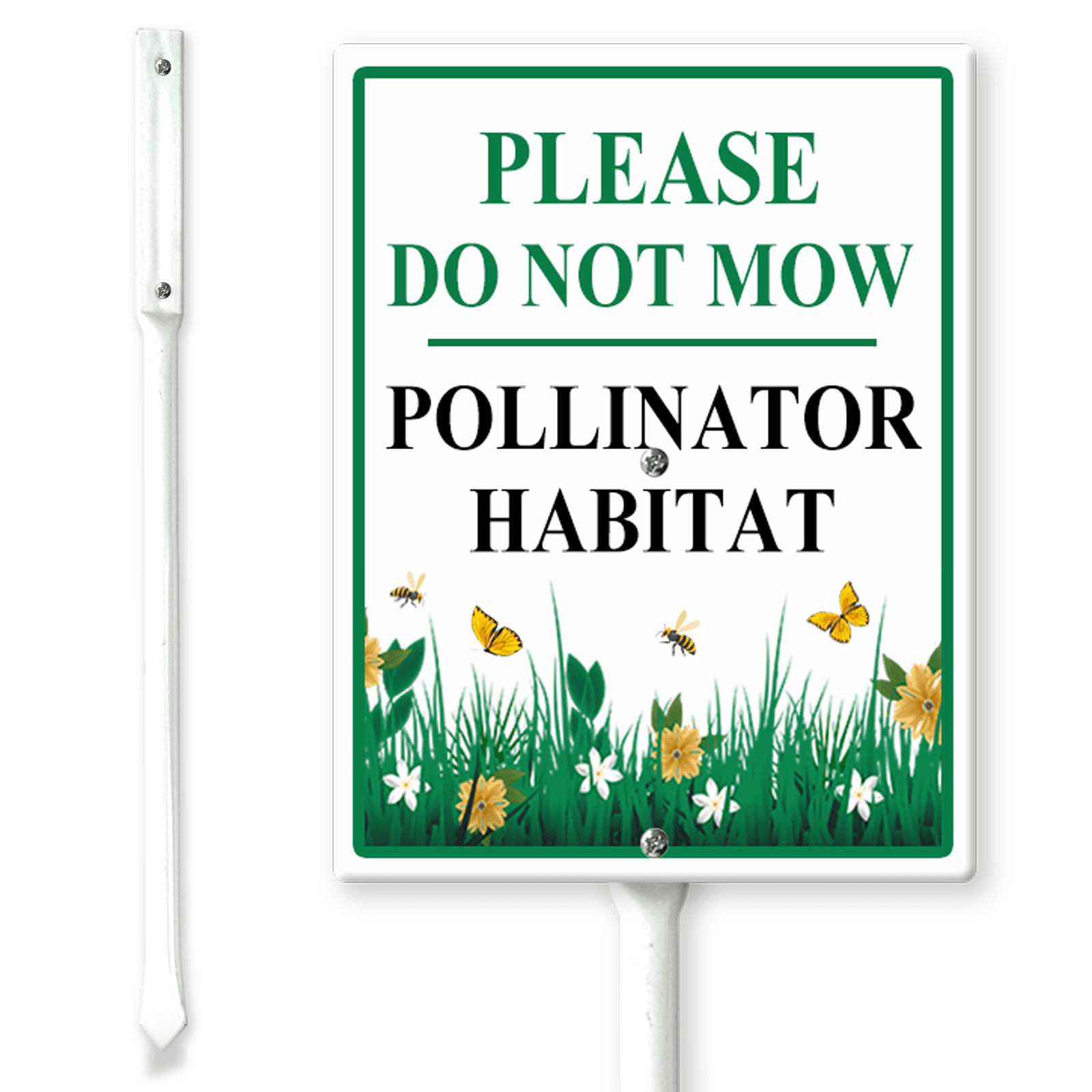 Ymaotrade Please Do Not Mow Pollinator Habitat Yard Sign with Stakes 8× ...