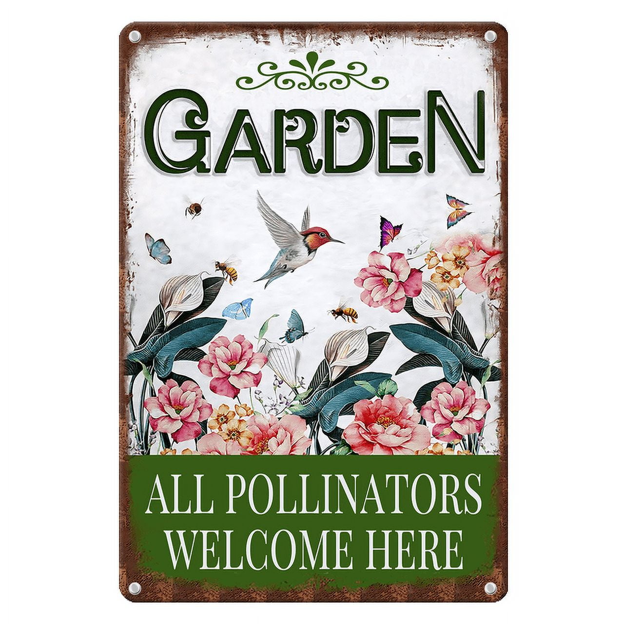 Ymaotrade All Pollinators Welcome Here Aluminium Sign 5×8in, Sturdy ...